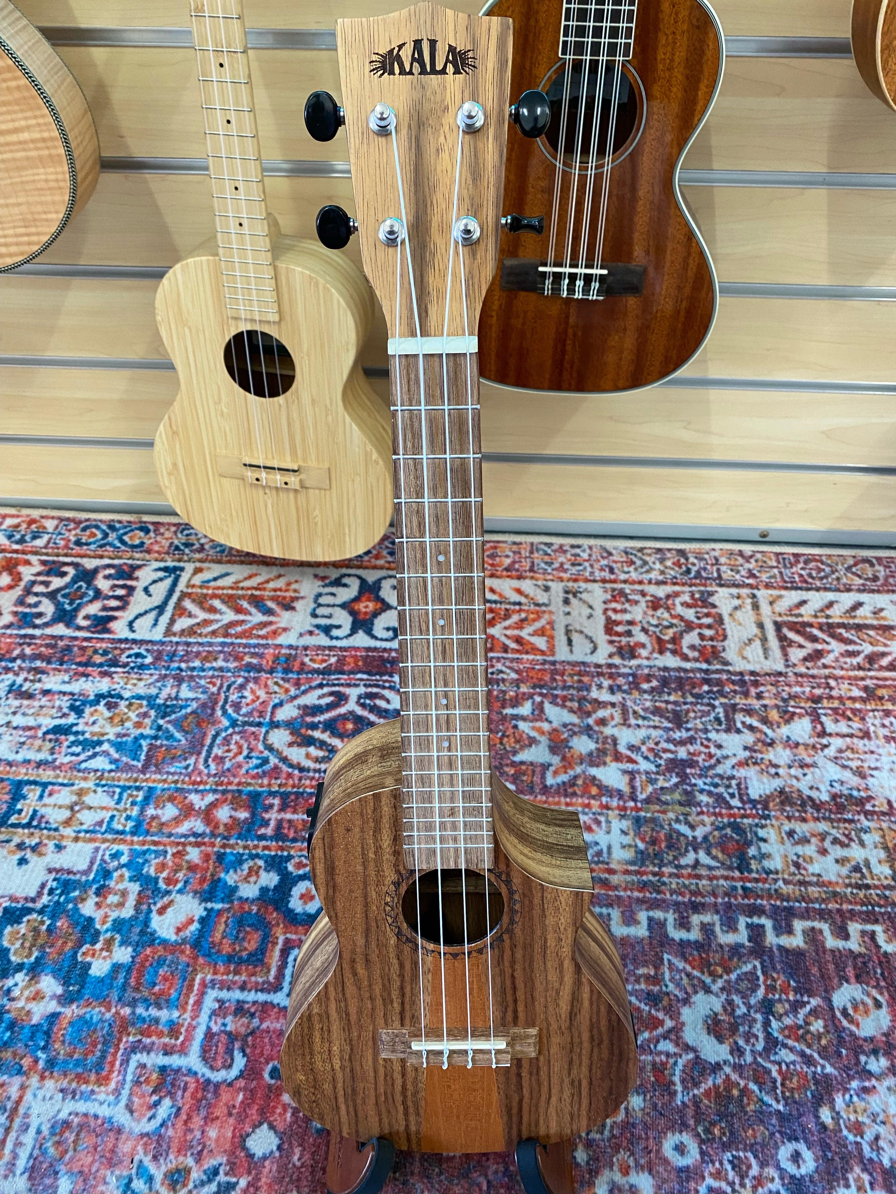 Kala Teak Tri-Top Cutaway Concert Electric Ukulele - Small Ding - On ...